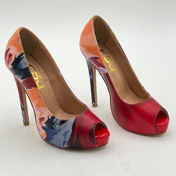 FSJ | Shoes | Fsj Red Graceful Peep Toe Pumps High Heels With Platform ...